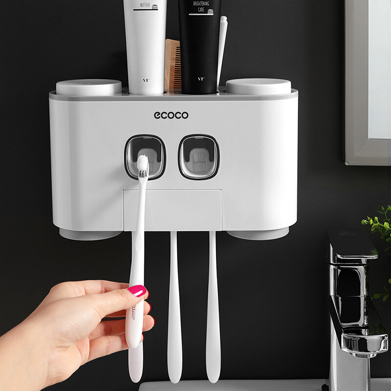 Органайзер для зубних щіток на стіну ECOCO E1802 Білий із сірим